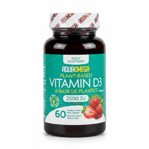 Aqua Omega Plant Based Vitamin D3 60 Chewable Tablets, Strawberry Flav
