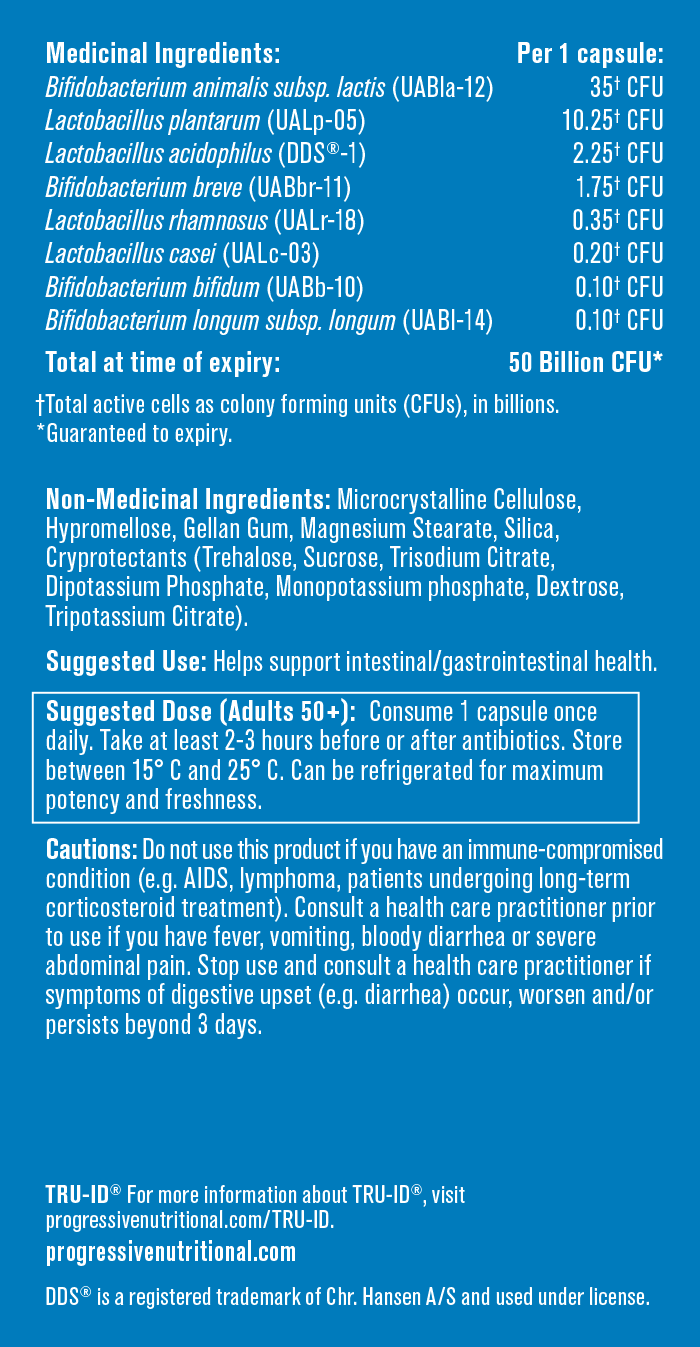 Progressive Perfect Probiotic Adults 50+ 30 B CFU 30 DR Veg Capsules ...