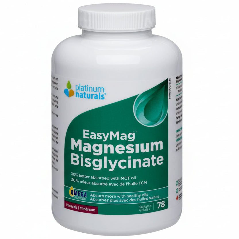 Platinum Naturals EasyMag Magnesium Bisglycinate 78 softgels, 30% Bonu